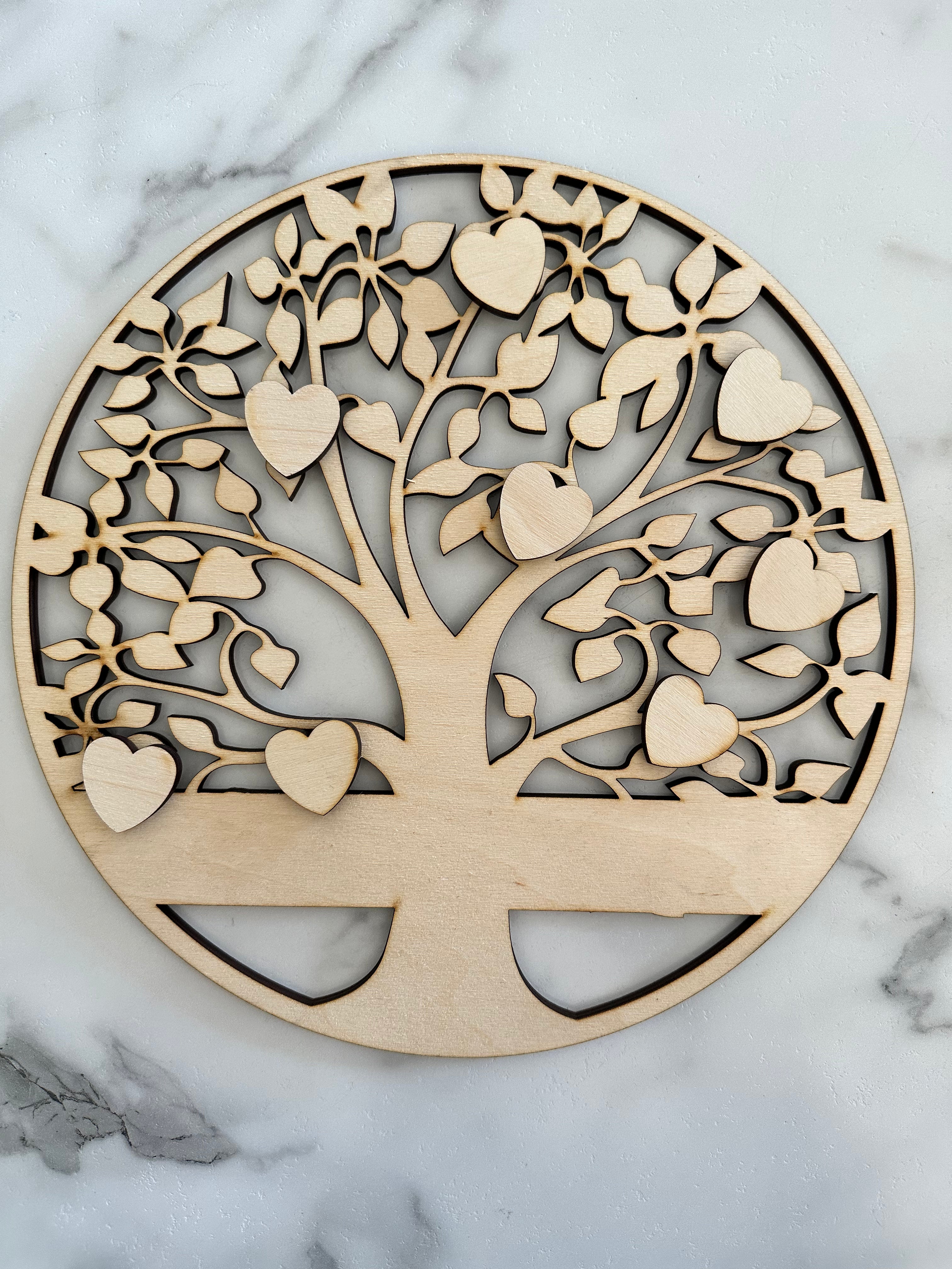 12' round Family Tree w 6 hearts Cutout – Craft Enablers