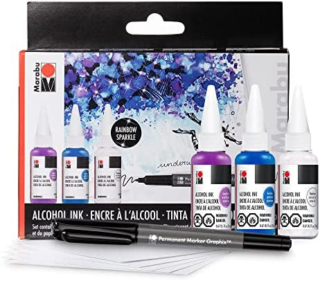 Marabu Alcohol Ink Kit Rainbow Sparkle – Craft Enablers